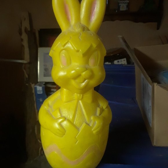 Source Unknown | Holiday | Vintage Blow Mold Yellow Bunny Rabbit In ...